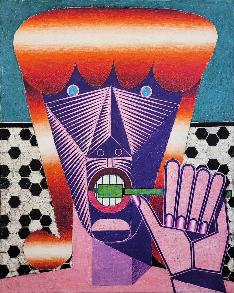 Woman with toothbrush Painting by Juergen Grewe | Saatchi Art