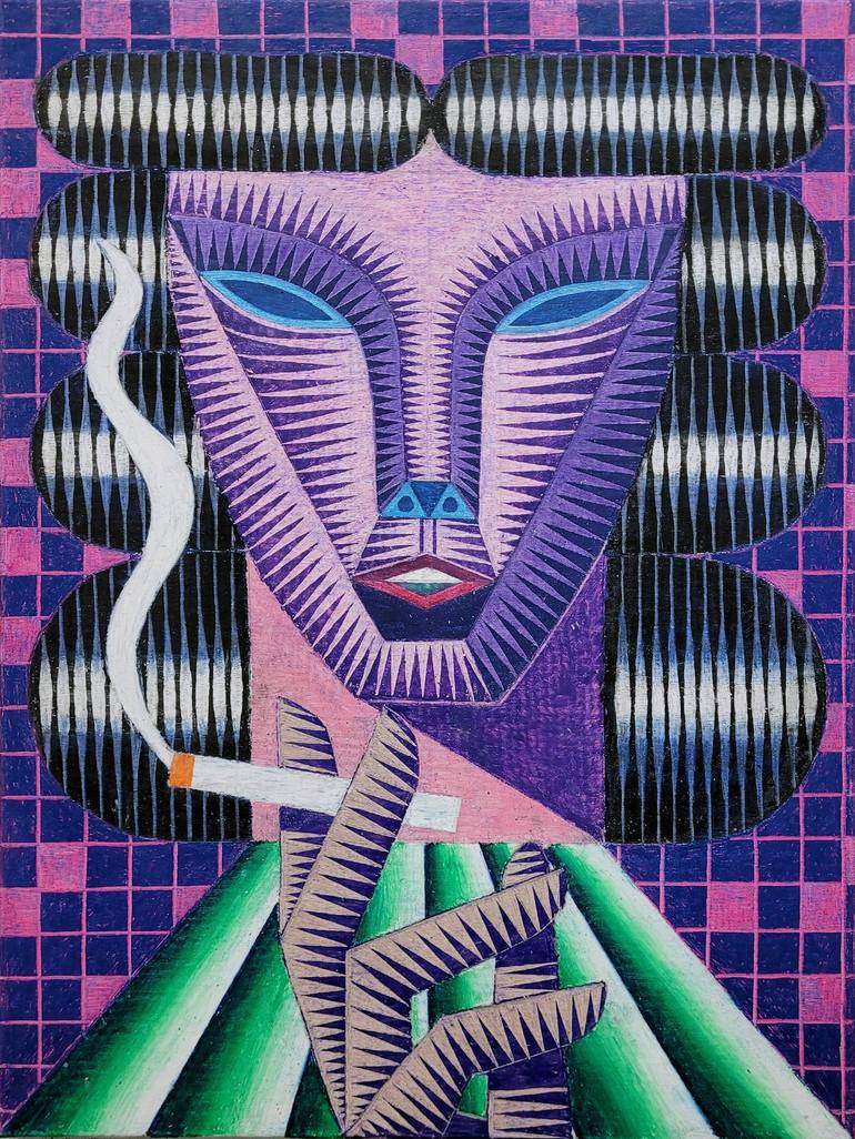 Woman smoking Painting by Juergen Grewe | Saatchi Art