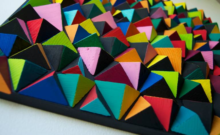 Tetra 3D Art - wood pyramide mosaic Collage by Liliana Stoica | Saatchi Art