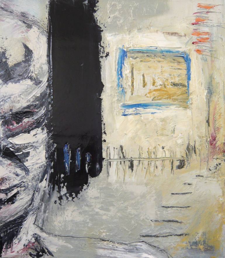 Portrait with Blue Square Painting by Stuart Simler | Saatchi Art