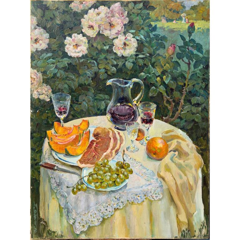 Still life dessert table Painting by Mary Magdalene | Saatchi Art