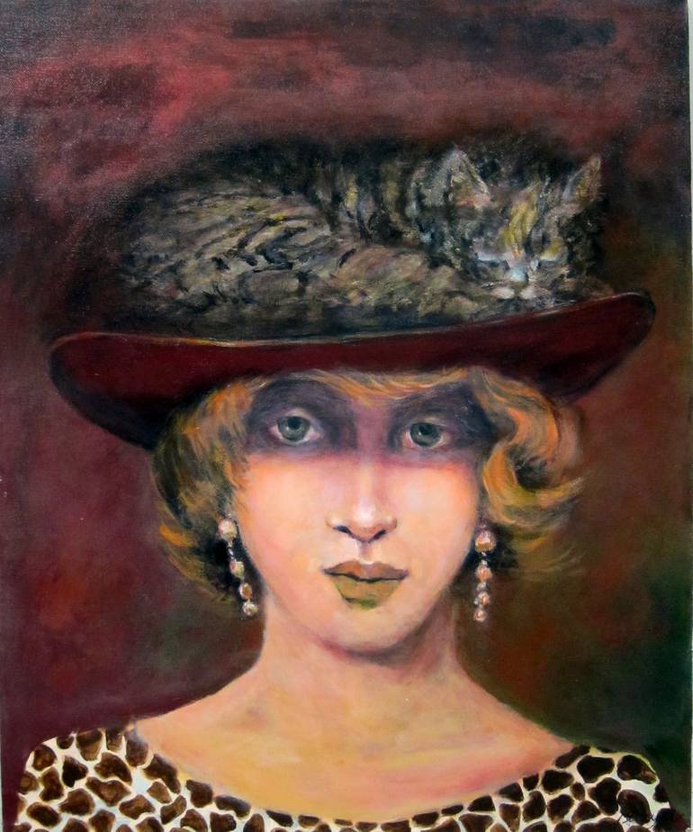 Cat and Hat Painting by Artist STRAYER | Saatchi Art