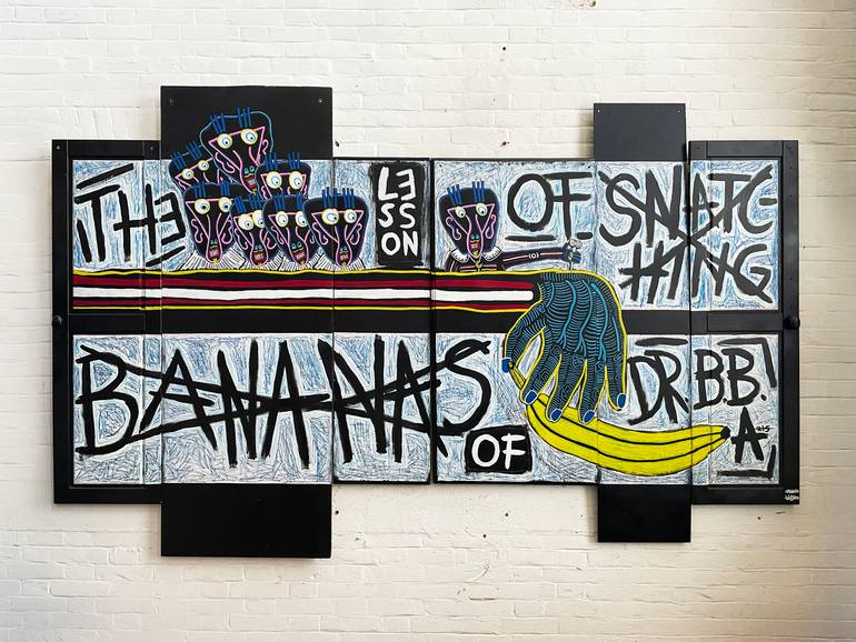 THE LESSON OF SNATCHING BANANAS OF DR BB ARIS Painting by Frank Willems ...