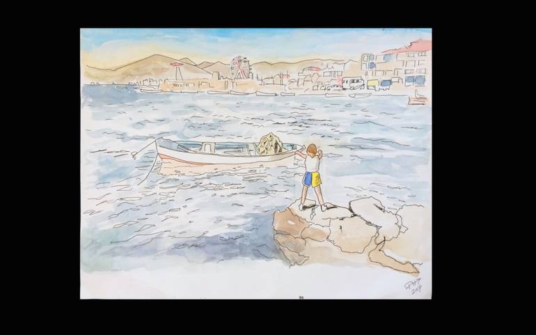 Fisher boy Painting by Philip Harrow | Saatchi Art