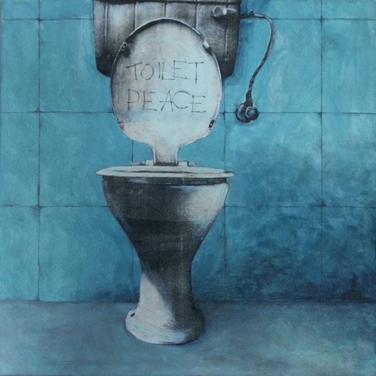 Toilet Peace Painting by Korou Khundrakpam | Saatchi Art