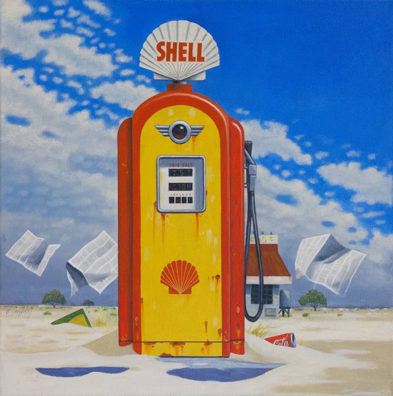 Derelict Gas Station Painting by Stephen Graham | Saatchi Art