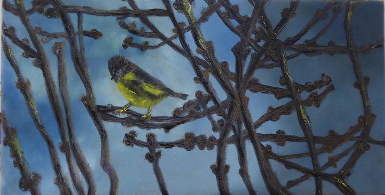 Bird in winter Painting by Mania Row | Saatchi Art