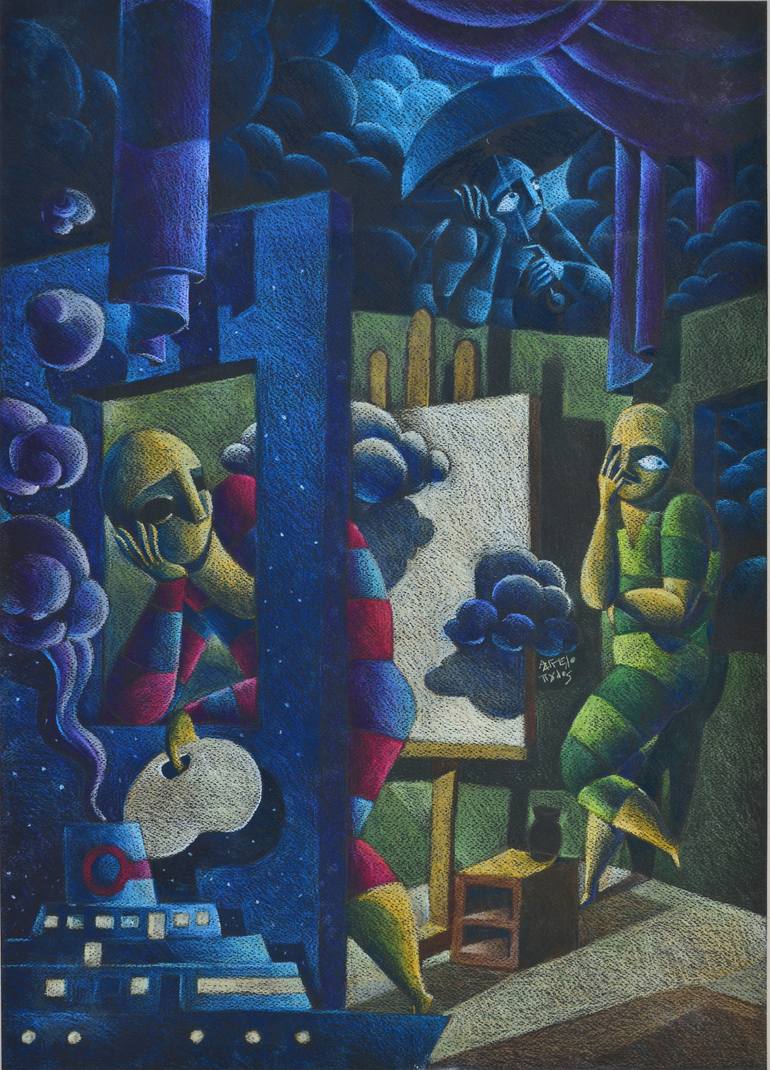 The Artist And His Wife. Drawing by Andreas Angelopoulos | Saatchi Art