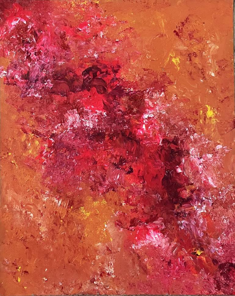 Pink Orange Abstract Art Painting by Keva Greene | Saatchi Art