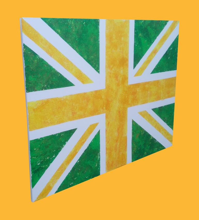 Union Jack - Greens and Yellows Painting by Gary Hogben | Saatchi Art