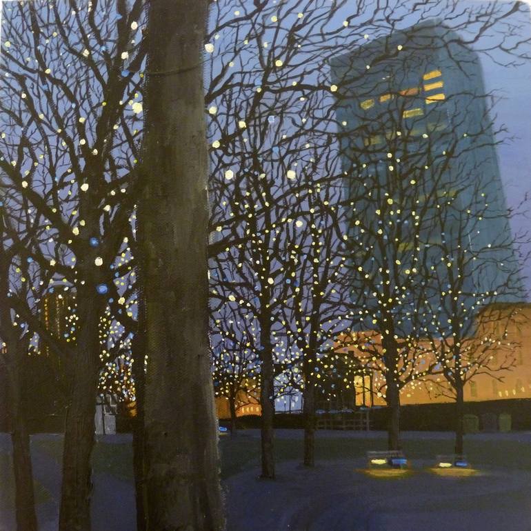 Southbank Lights Painting by Emily Reed | Saatchi Art