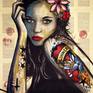Red wine and tattoos Painting by darren crowley | Saatchi Art