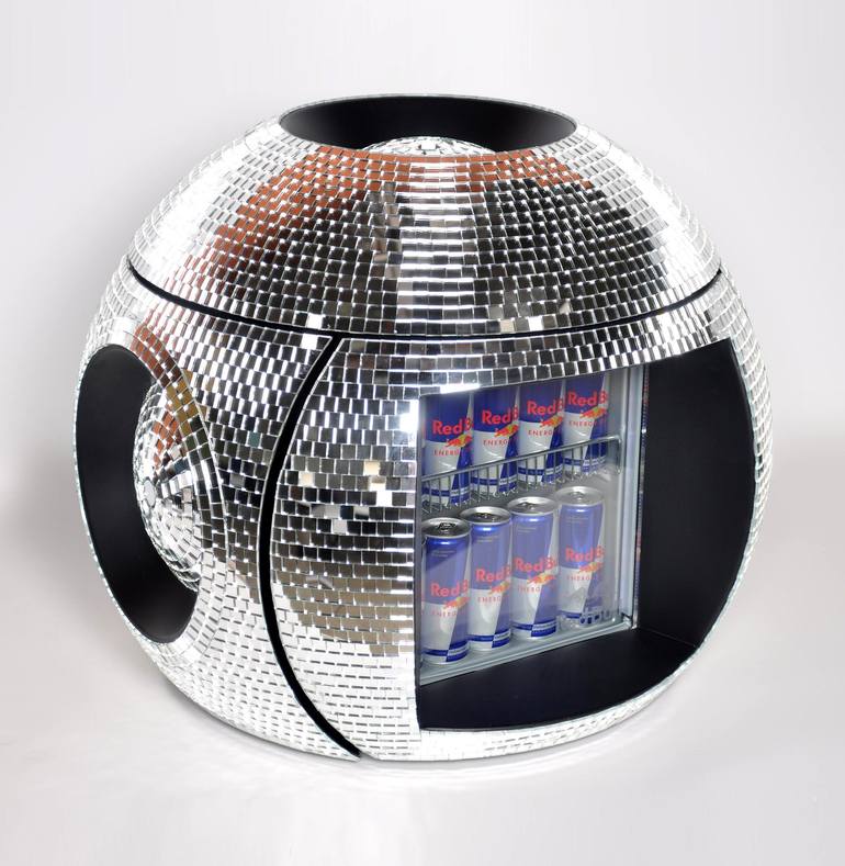 Red Bull Disco Ball Mosaic Cooler Sculpture by Dyanne Williams ...