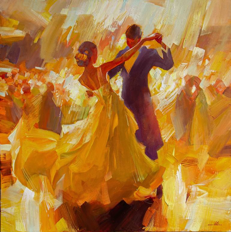 Golden Waltz • Oil on Canvas 80 x 80 cm Painting by Vasyl Khodakivskyi | Saatchi Art