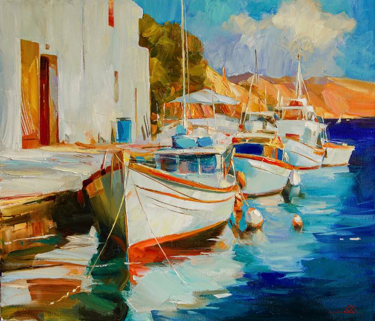 Docked in Silence Painting by Vasyl Khodakivskyi | Saatchi Art