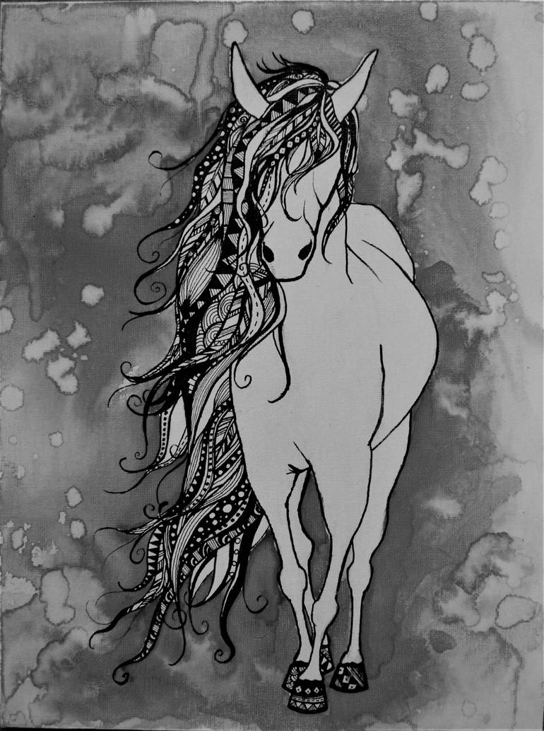 Zentangle Horse Painting by Mariel Christopher | Saatchi Art