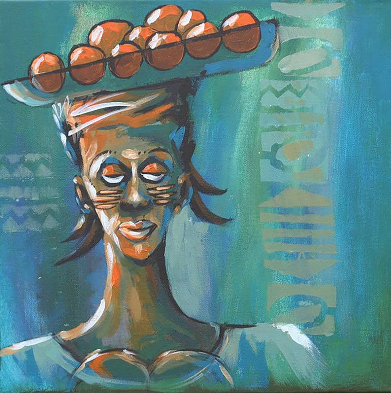 Omo Olosan (Orange seller) Painting by Ade Ogundimu | Saatchi Art