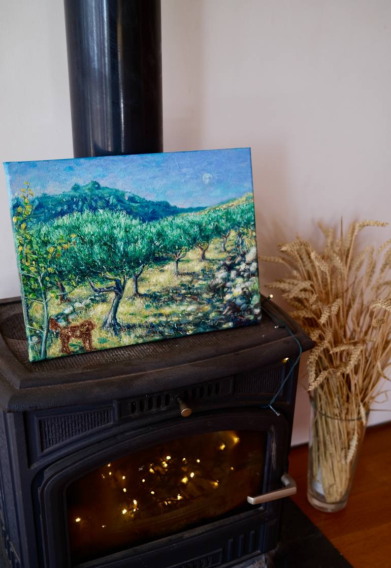 Walking my Dog in the Olive Grove, Aegina Greece Painting by Zac Zorbas ...