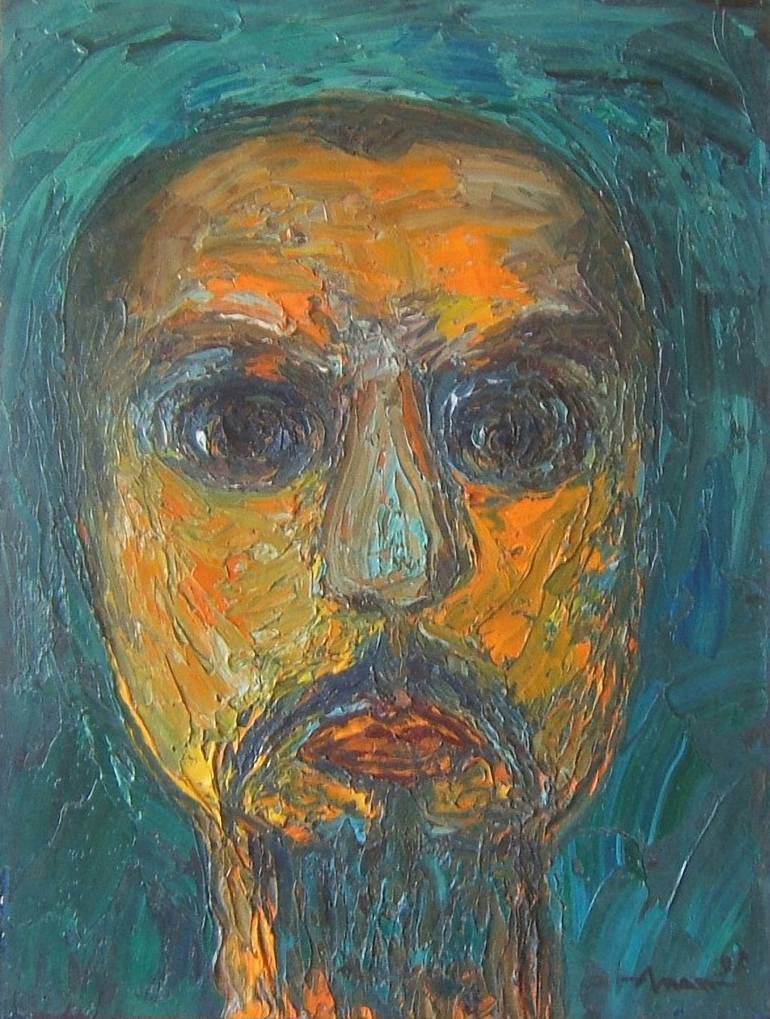 Green Self-portrait Painting by Tran Tuan | Saatchi Art