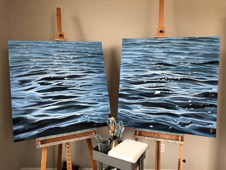The Flow Diptych Painting by Eva Volf | Saatchi Art