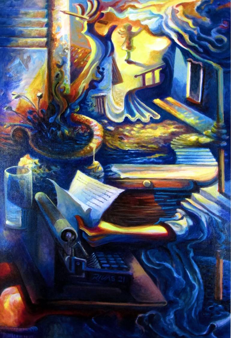 Waiting for the Muse Painting by Rigo Rivas | Saatchi Art