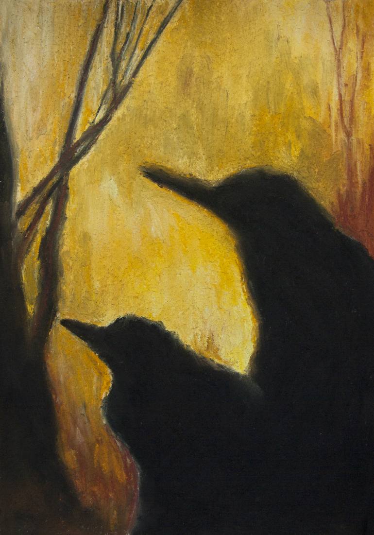 Bittern family Painting by Evgenia Drabkina | Saatchi Art