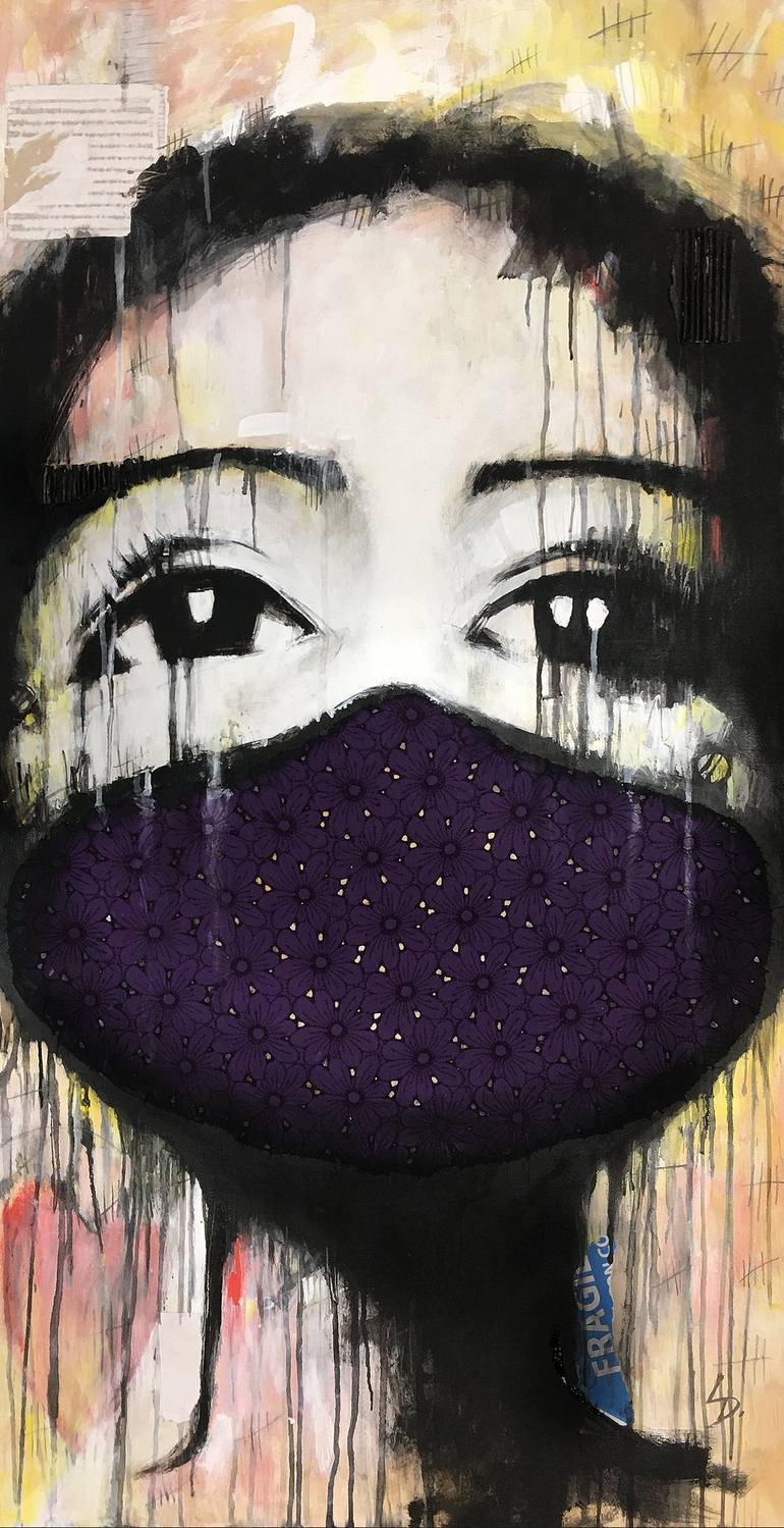 The Kiss Eyes Wide Open (Her) Painting by Liam Downes | Saatchi Art