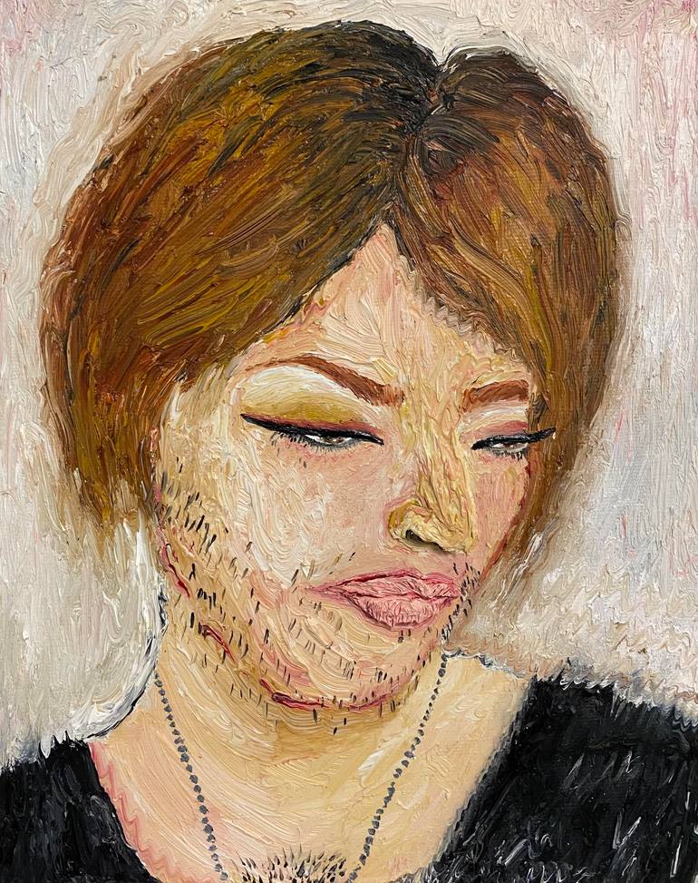 A Transgender with Short Brown Hair, Oil on canvas,25x20 cm, 2020 ...