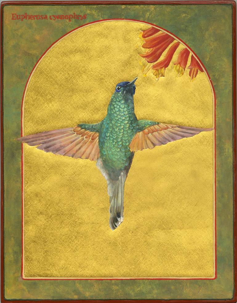 The Mexican Blue-capped Hummingbird Painting by Angela Manno | Saatchi Art