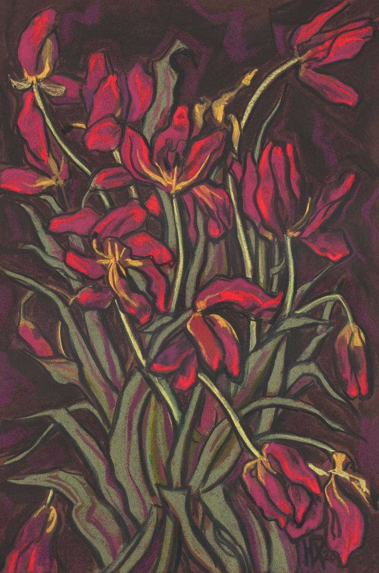 Dying Tulips Painting by Julia Khoroshikh | Saatchi Art