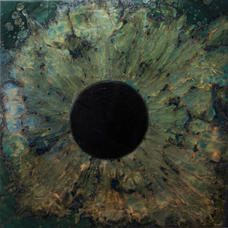 Blue Iris/Black Hole - SOLD Painting by Kimberly Balla | Saatchi Art