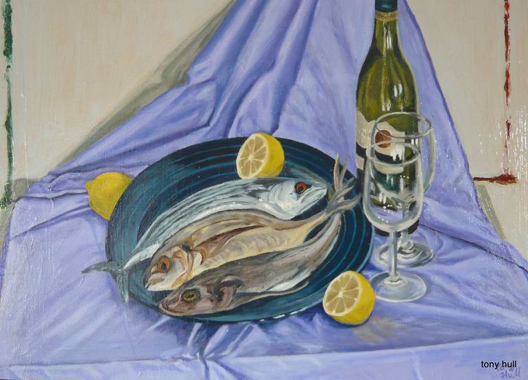 Bonito, Trevally and Flathead Painting by Tony Hull | Saatchi Art