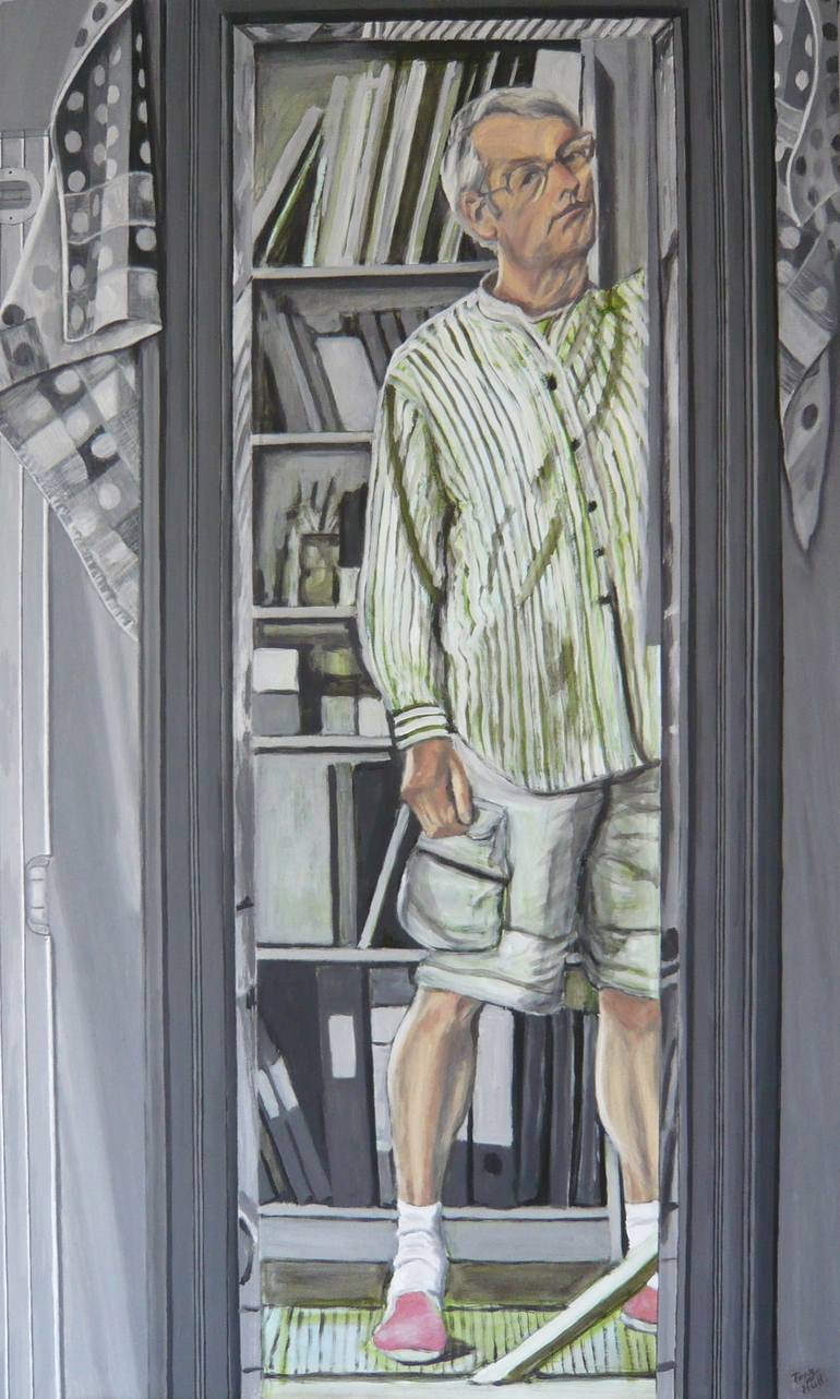 Self Portrait in Bowral Studio Painting by Tony Hull | Saatchi Art