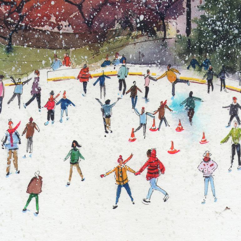 Central Park Ice Rink Painting by Bogdan Shiptenko | Saatchi Art