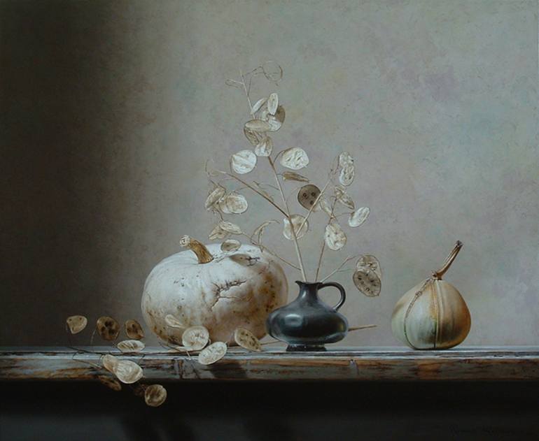 Still life with Honesty (Money Flower) Painting by Roman Reisinger ...