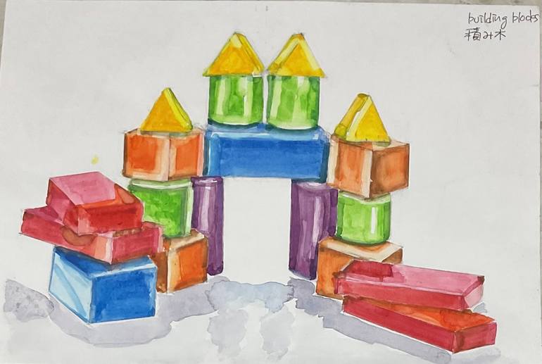 Building Blocks Painting by Tomoe Nakamura | Saatchi Art