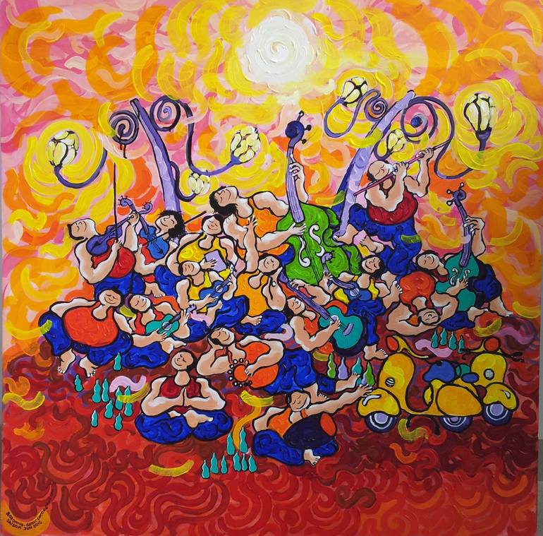 di bawah sinar bulan purnama Painting by Antonius Danurdoro | Saatchi Art