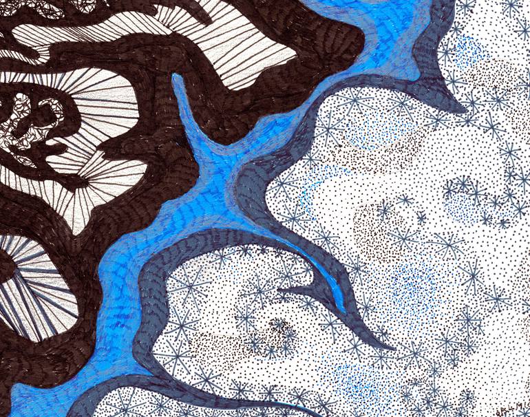 BLUE PATH Ink Drawing Series Drawing by Nives Palmic | Saatchi Art