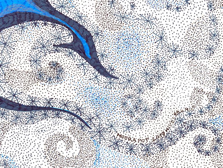 BLUE PATH Ink Drawing Series Drawing by Nives Palmic | Saatchi Art