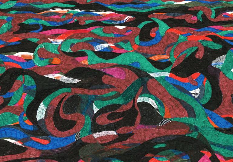 THE WORLD OF DUALISM The Sea Waves Series Drawing by Nives Palmic ...