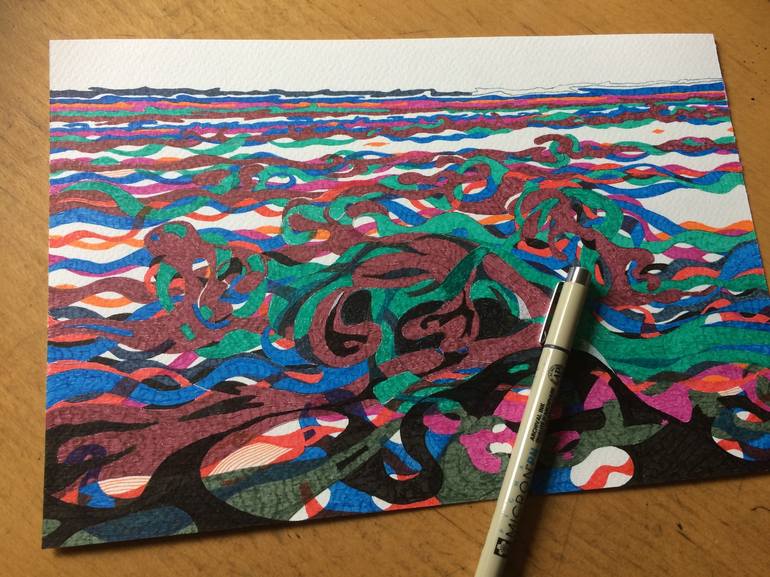 THE WORLD OF DUALISM The Sea Waves Series Drawing by Nives Palmic ...