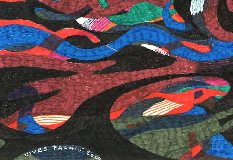 THE WORLD OF DUALISM The Sea Waves Series Drawing by Nives Palmic ...