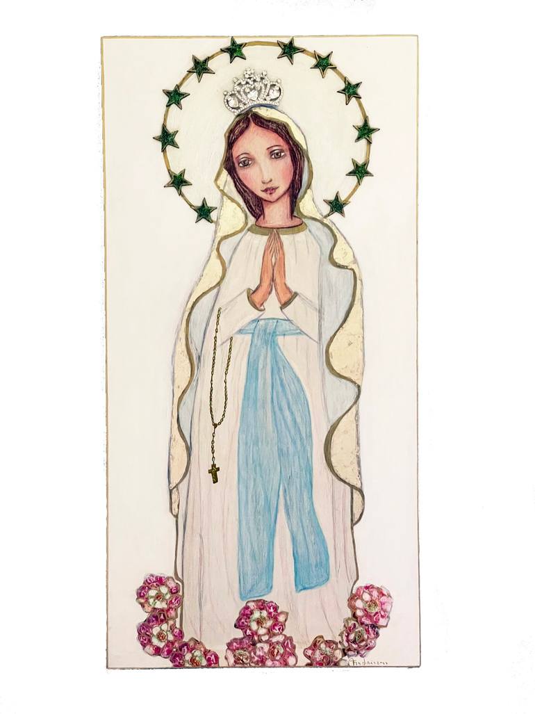 Our Lady of Lourdes Mixed Media by Flor Larios | Saatchi Art