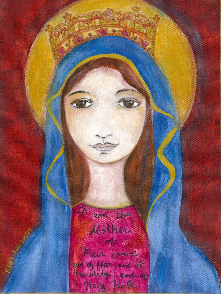 Mother of Fear & Holy Hope Painting by Flor Larios | Saatchi Art
