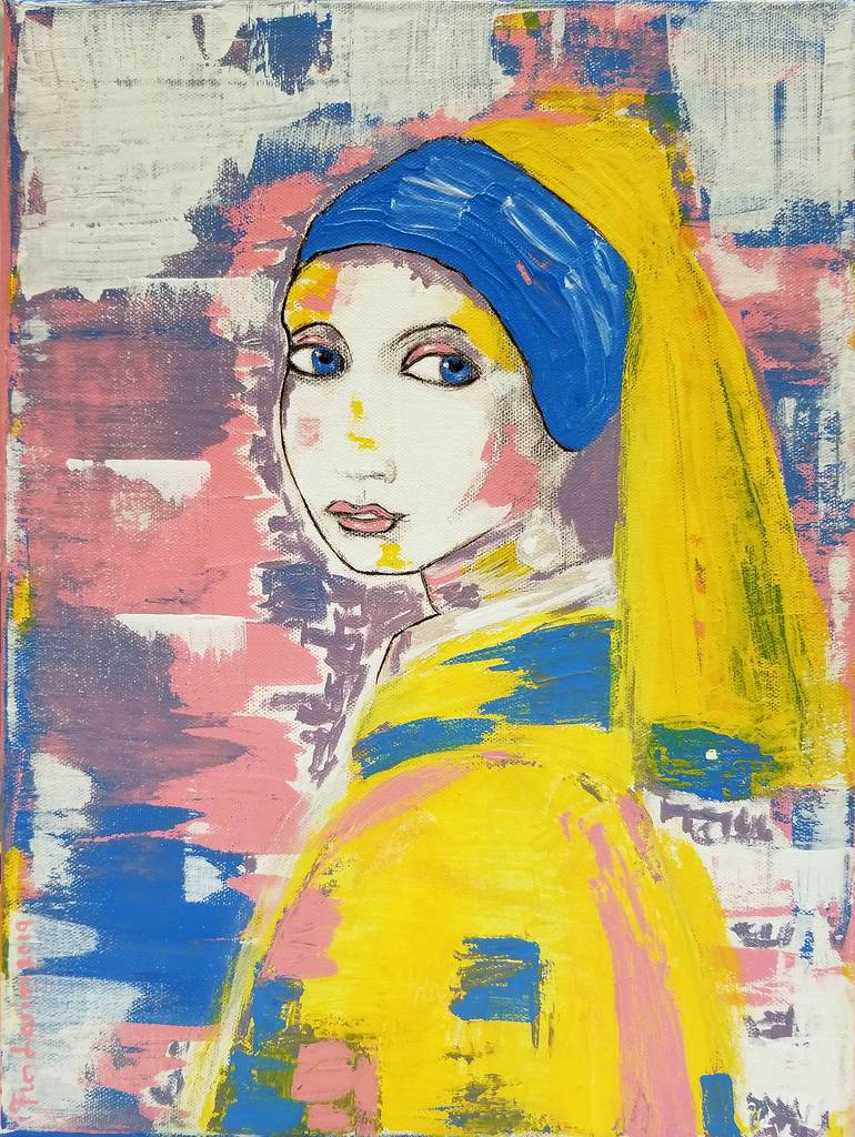 Girl with a Pearl Earring Painting by Flor Larios | Saatchi Art
