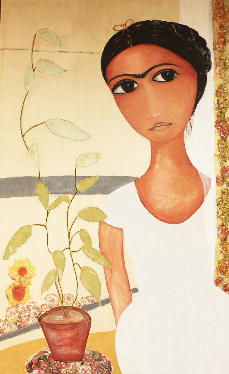 Young Frida by the Window Painting by Flor Larios | Saatchi Art