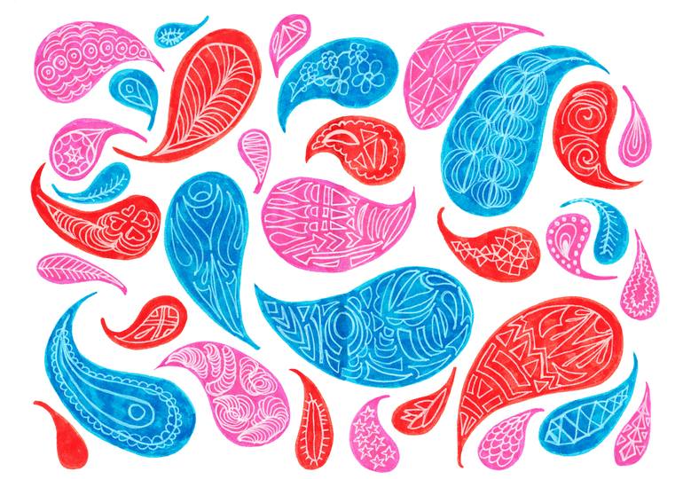 Pink Paisley Drawing by Kim Gunness-Reece | Saatchi Art