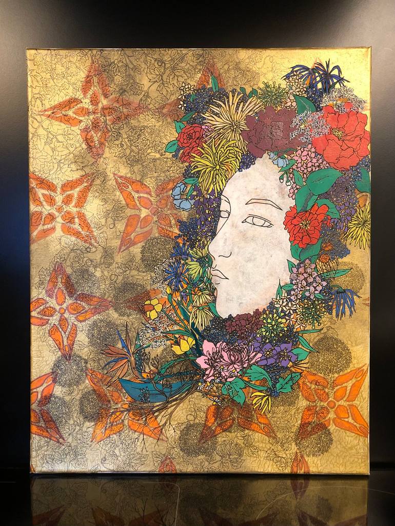 Comfort Women -Gold Garlic & Ivy- Fleurs Coupées Painting by Adel Ksk ...
