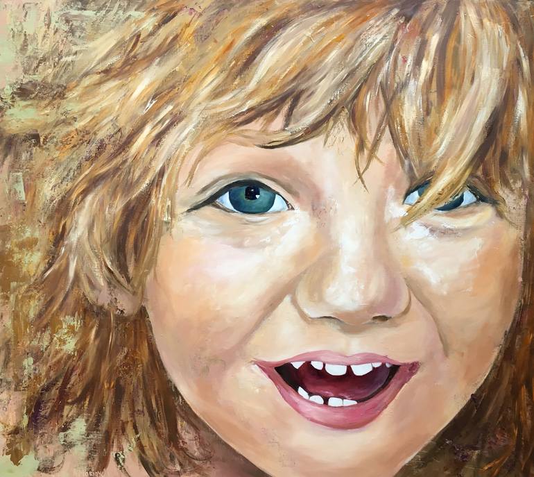 Original artwork Child portrait, Face, Smile, Laughter, Emotions ...