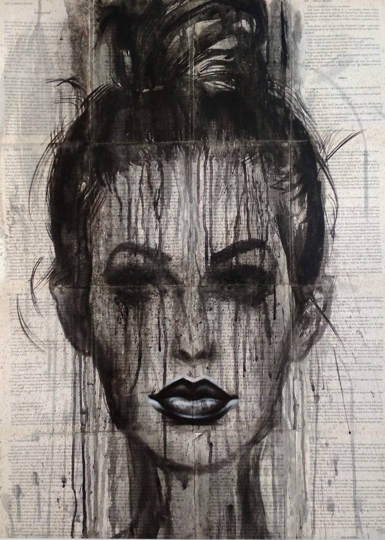 focus (of the book pages)(female portrait.) Painting by Jaco art ...